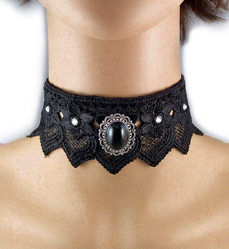 Collarino in velluto con pendente e punto luce